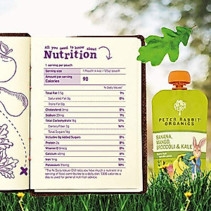 Pumpkin Tree Peter Rabbit Organics, Banana, Mango, and Kale, 4 Squeeze Pouch, Mango, Broccoli & Kale, 4.4 Ounce (Pack of 10)