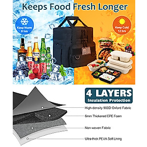 SumeStar Tactical Lunch Box for Men, Expandable Large Insulated Lunch Bag for Adult, Heavy Duty Double Deck Lunch Cooler Bag Leakproof Waterproof Lunch Tote for Work Office Travel - Black