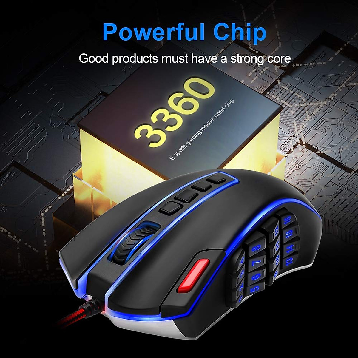 M990 USB wired RGB Gaming Mouse 24000DPI with 24 programmable Buttons