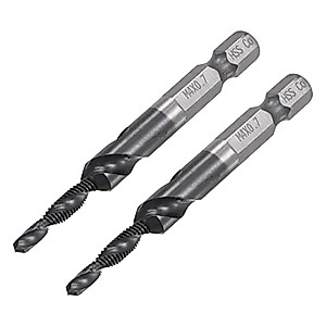uxcell Combination Drill and Tap Bit, 1/4" Hex Shank M4 x 0.7 Metric TiAlN Coated M35 Cobalt High Speed Steel Spiral Flute Drilling Tapping Tool 2pcs