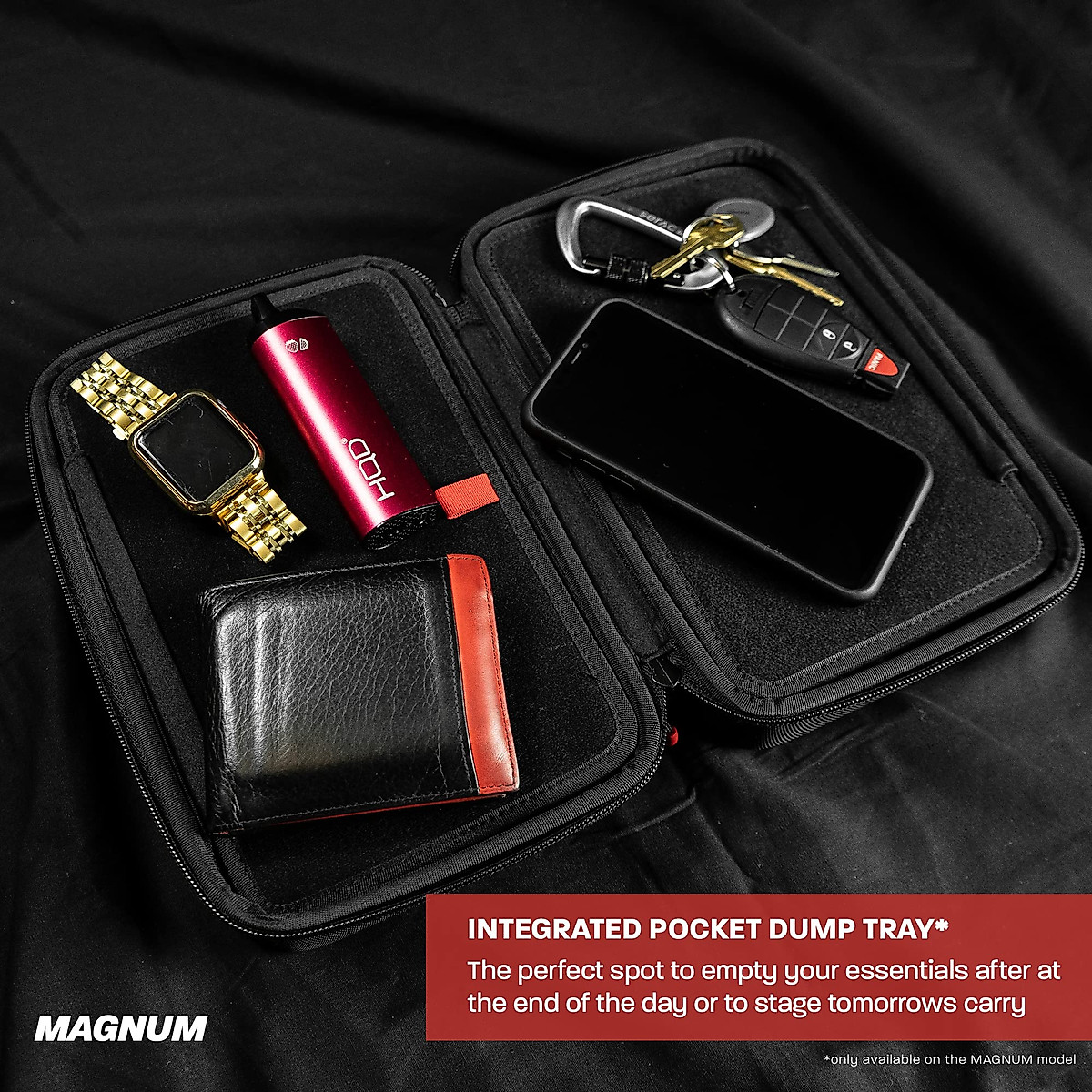 Clip & Carry Bundle of Magnum & Adequate Sized EDC Storage Cases w/Integrated Valet Dump Tray