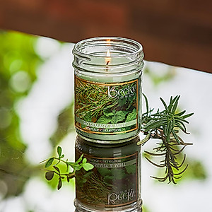 Rosemary Mint Scented Candle in Clear Mason Jar | Candles for Home | 8oz Rustic Home Decor Novelty Candle | 40 Hour Burn Time Candle