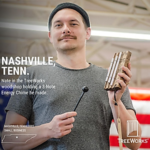 TreeWorks Chimes Energy Chime with Mallet for Meditation, Sound Healing or Yoga, 3 Notes –– Made in U.S.A. –– Long Resonance with Brilliant Tone, Solid Tennessee Hardwood Mantle (TRE420)