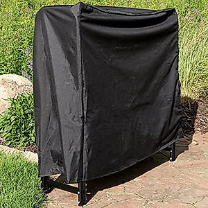 Sunnydaze 4-Foot Firewood Log Rack Cover - Heavy-Duty Weather-Resistant PVC Construction - Black