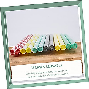 SOLUSTRE 20pcs Color Striped Straws Reusable Straws Wedding Straws Paper Cocktail Drinking Straws Party Paper Cocktail Straws Paper Straws Coffee Straw Disposable Set Pp Baby