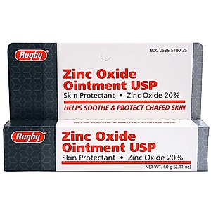 Rugby Zinc Oxide 20 Skin Protectant Ointment Relief for Diaper Rash Chafed Skin Poison Ivy, Clear, 2.11 Ounce