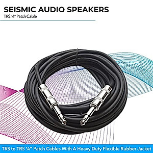 Seismic Audio Speakers TRS ¼” Patch Cable, 25 Foot Balanced Cord, Black