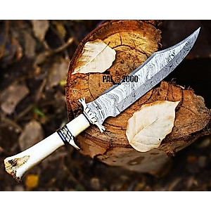 PAL 2000 KNIVES HUN-9871 Handmade Damascus Steel Predator Hunter Knife With Sheath