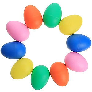Operitacx 10pcs Egg Shakers Percussion Musical Maracas Egg Balls Colored Eggs Toy Montessori Sound Making Shakers Christmas Stocking Stuffers for Kids Music Learning DIY Painting