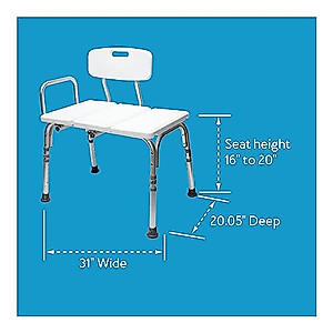 Carex Bathtub Transfer Bench - Shower Bench and Bath Bench with Height Adjustable Legs - Convertible to Right or Left Hand Entry, Shower Chair For Bathtub, Bathtub Chair