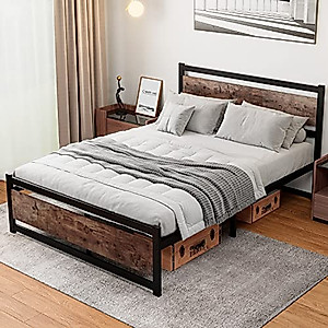 ZIORS King Size Bed Frame with Wooden Headboard, Heavy Duty Metal Platform Bed Frame, No Box Spring Needed, Mattress Foundation Platform, Noise-Free,Twin XL/Queen/King, King