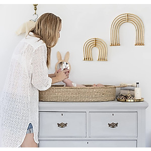 BEBE BASK Rattan Rainbow Nursery Decor Set of 2 - Handmade - Rainbow Decor for Girls Room - Wall Decorations