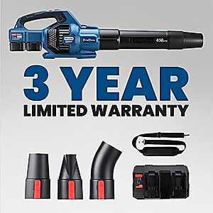DongCheng Leaf Blower - 650CFM, 40V Cordless Leaf Blower with 2 4.0Ah Batteries, Advanced Brushless Motor, Shoulder Strap. Electric Leaf Blower for Lawn Care, Cleaning Yard & Road