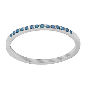 Shine Jewel 925 Sterling Silver 0.30 Ctw Round Shape Turquoise Gemstone Stackable Women Ring All Size (8)