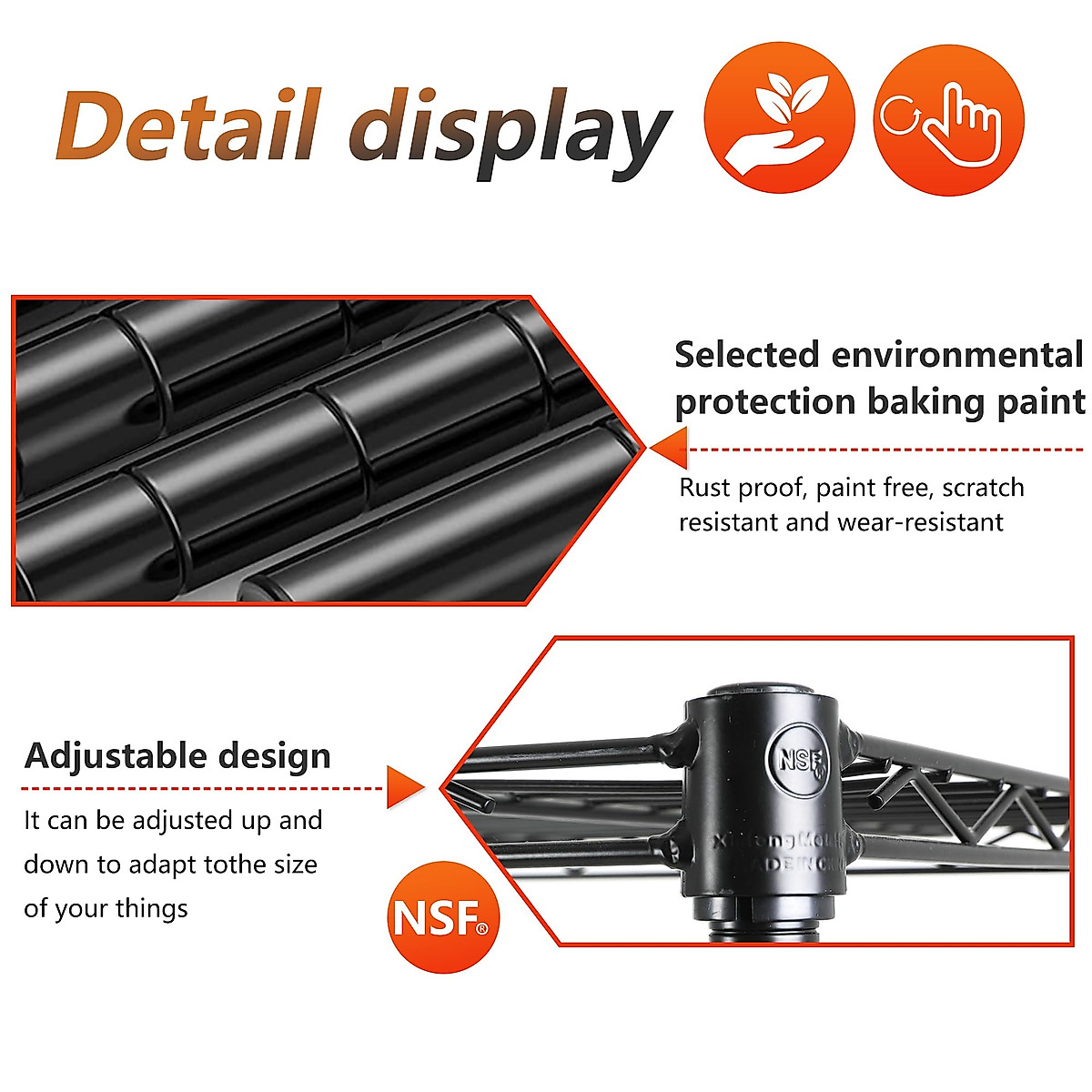 FDW Shelves,Wire Shelving Utility Storage Shelves Shelving Unit NSF Certified Height Adjustable Metal 5 Tier Shelves Easy Assembly 24" L x 14" W x 60" H,Black