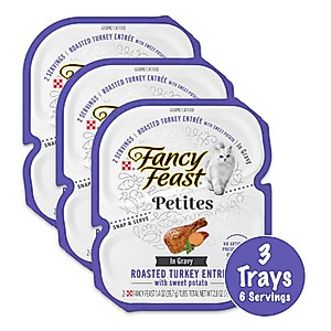 Fancy Feast Petites Wet Cat Food Variety 5 Flavor Pack (30 Servings) - Bundled with Writing Cat Pen (in Gravy)