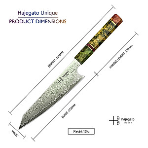 Damascus Chef Knife Petty Hajegato Unique One Of Kind Handle Professional 6 Inch Japanese Chefs Kitchen Knife Vg10 67 Layers Damascus Steel Knive with Sheath