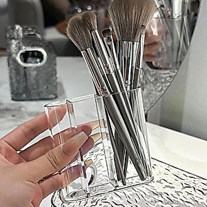 Bathroom Vanity Tray, Makeup Organiser, Skincare Organiser Beauty Caddy Storage Box for Dresser & Bathroom, Decorative Dresser Tray, Vanity Organiser with 1 Movable Inner Case, Clear/Grey