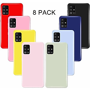 (8 Pack) for Samsung Galaxy A71 5G Case [NOT for Verizon A71 5G UW],Soft Silicone Gel Bumper Phone Case Shockproof Cover for Samsung A71 5G, Red, Light Pink, Yellow, deepPink,Green,Purple,Blue, Black