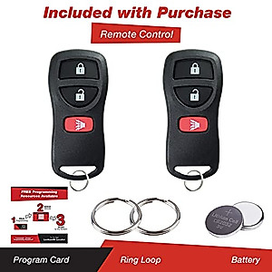 KeylessOption Keyless Entry Remote Fob Uncut Car Ignition Key For Nissan Infiniti KBRASTU15 (Pack of 2)