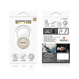 Bunker Ring Mirror - Universal Cell Phone Stand and Finger Ring Holder (Champagne Gold + Hook)
