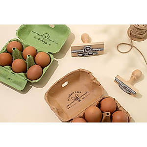 Stamp by Me | Egg Cartons Stamp | Personalized Eggs Carton Stamps | Chicken Eggs Stamper | Custom Wooden Rubber Stamp | Self-inking Labels | Farm Stampers | Black Ink | Mini, Medium or Big Stamping