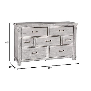 Signature Design by Ashley Brashland Farmhouse 7 Drawer Dresser with Dovetail Construction, Textured White