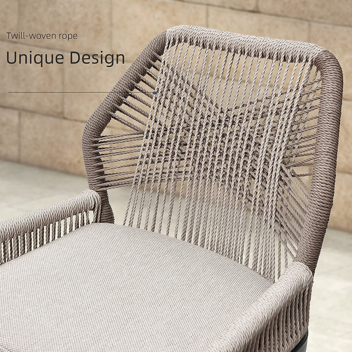 PURPLE LEAF Counter Height Bar Stools Set of 4 Rattan Wicker Outdoor Metal Boho Barstools with Back and Footrest Patio Garden Balcony Pool Bar Chairs