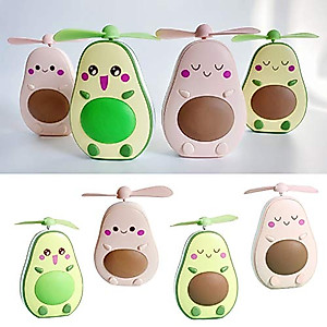 CUCUDAI Portable Avocado Shape Handheld Mini Air Cooler Fan with Fill Light Mirror USB Rechargeable Small Personal Cooling Tools for Home Office Outdoor Travel Summer Appliances-Green, as shown