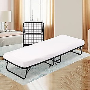 YIQIEDEY Guest Bed Folding Bed Frame Fold Up Heavy Duty Extra Portable Camping Cots Without Wheels Hideaway Temporary Single Twin Size Rollaway Bed for Adults,Kids - 150LBS Capacity