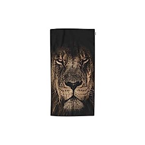 Moslion Lion Hand Towel Wild King of Animals Lion Head Cruel Eyes Brown Feathers Towel Soft Microfiber Face Hand Towel Kitchen Bathroom for Kids Baby Men 15x30 Inch