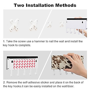 HKMNTGD Key Hooks for Wall, Key Rack Wall Mount Cow Printed Printed Key Hanger Key Holder Key Rack Organizer for Wall for Entryway Front Door Hallway Office