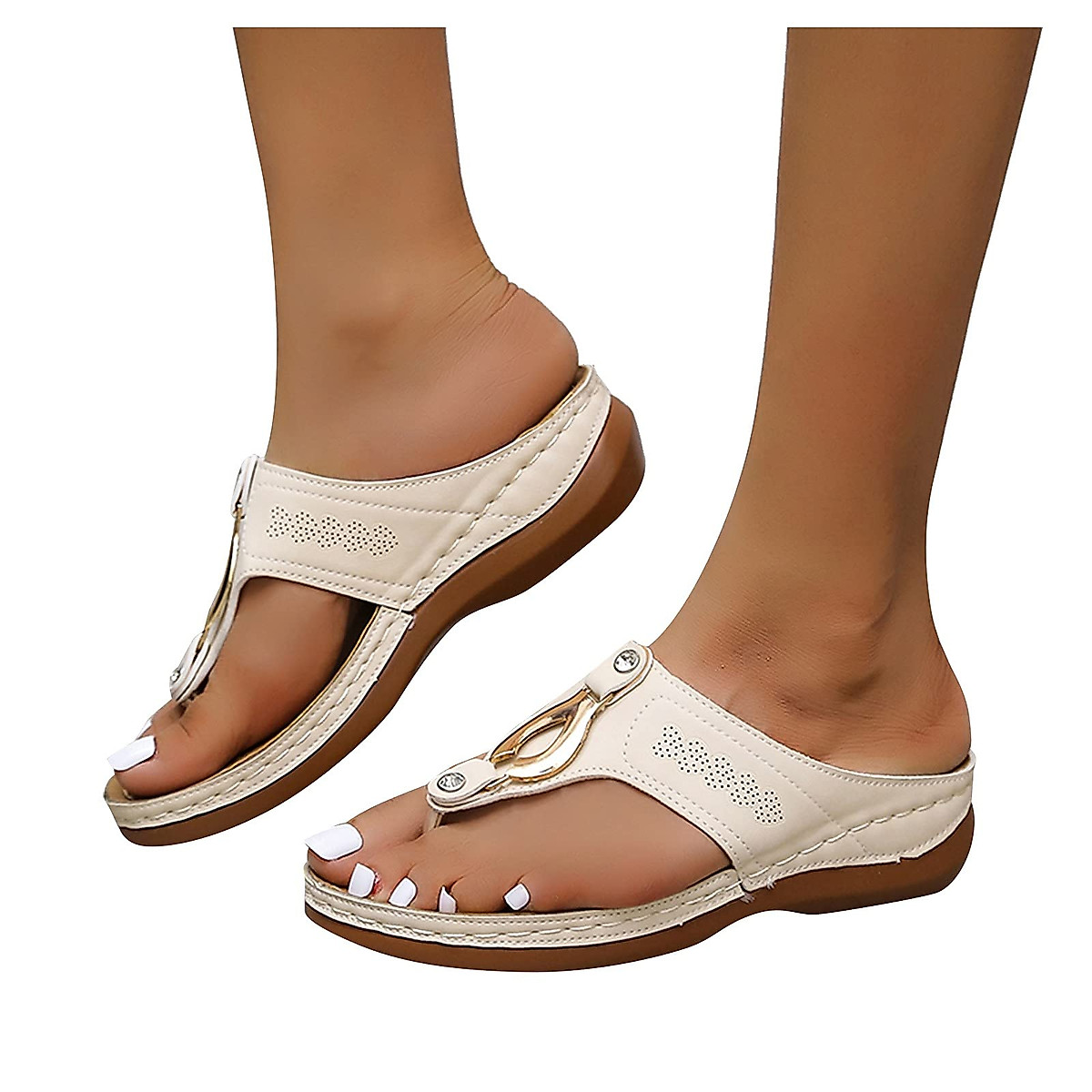 KAAUSE Women's Sandals Casual Summer Water Sandals with Arch Support Yoga Mat Insole Outdoor Wadable Sandals Sandals For Women A3 Beige