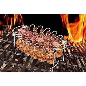 Chicken Leg Rack For Smoker Griller Oven - 12-Slot Fish-Shaped Chicken Wing Rack - Non-Stick, Easy To Use, Dishwasher Safe, Premium Quality Stainless Steel Chicken Rack