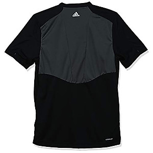 adidas mens Activated Tech Tee Black/Grey Large