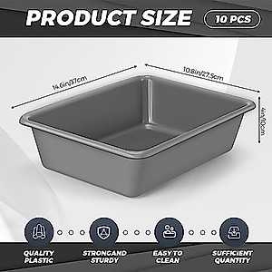 Wesiti 10 Packs Plastic Bus Tubs 8L Small Commercial Bus Box Plastic Dish Tubs Food Service Tub Kitchen Rectangle Wash Dish Basin Pans Seafood Vegetables Transporting Washing Storage, Gray