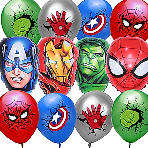 12Pack Avenger Super Hero Spider Balloons Foil And Latex Party Supplies Kids Birthday Party Decorations