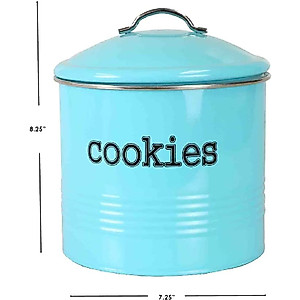 JOEY'Z Vintage Cookie Jar/Candy Jar/Cookie Tin with Airtight Lid Cookie Jars for Kitchen Counter (Turquoise Farmhouse Style)