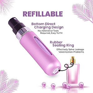 VIGOR PATH Portable Mini Refillable Perfume/Cologne Atomizer Bottle - great for travel, parties and events - Travel & toiletry accessory great for both men and women - 5ml/0.2oz (Gold - Pack of 2)