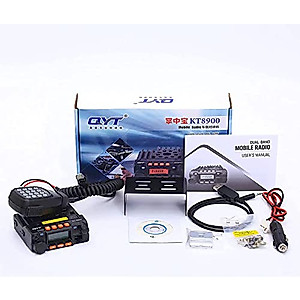 QYT KT-8900 20W Dual Band Mini Car Radio Mobile Transceiver, Dual Standby VHF/UHF Mobile Radio GMRS Repeater NOAA Weather Long Range Two-Way Radios + Free Programming Cable and CD…