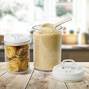 Felli Flip Tite Storage Container with Lid 6" ROUND Airtight Ring Lock Top, Plastic Canister Jar for Flour Sugar Rice Protein Powder Coffee Cracker Kitchen Pantry Organizer (1, 6" Round Nest-M 2pk)