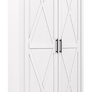 Bush Furniture Key West Tall Storage Cabinet with Doors in Pure White Oak