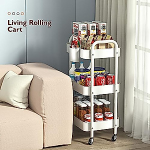Versatile 3-Tier Metal Rolling Utility Cart - Perfect for Organizing Any Room in Your Home - Lockable Wheels - Anti-Drop & Rust-Resistant Design,