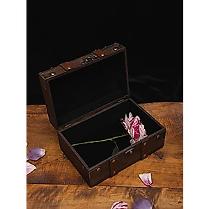 Gbrand 8.3" Wood and Leather The Runic Viking Compass Chest Box, Vegvisir Engraved Wooden Treasure Box with Velvet Lining, Vintage Tarot Box (Box Only)