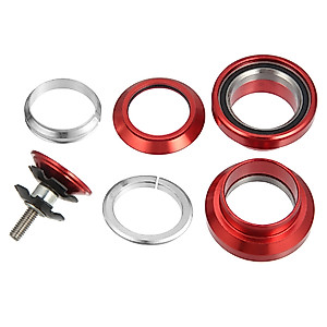 X AUTOHAUX 34mm 1-1/8" Threadless Bicycle Headset Combo Bike Threadless External Headset Sealed Cartridge Bearings MTB Road Headset with Top Cap Red