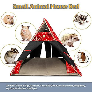 Y-DSIWX Guinea Pig Hideout Cozy Hamster House Cave for Bunny Chinchilla Hedgehog Small Animal Red Christmas Snowflake Pattern