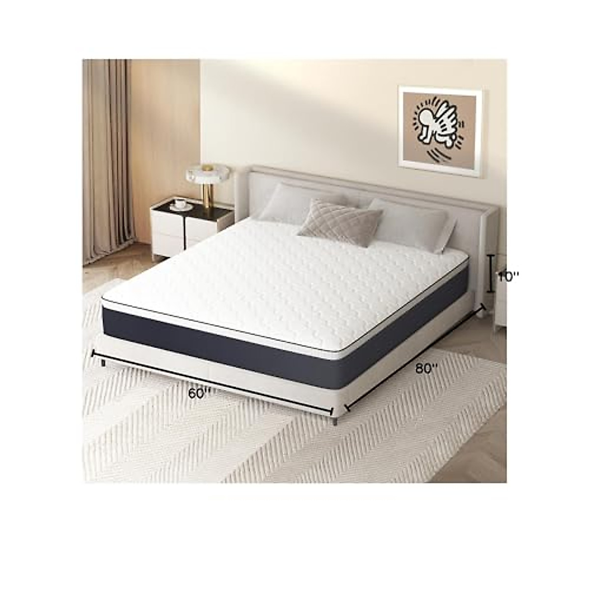 Z-hom Queen Mattress, 10 Inch Upgrade Cooling Memory Foam Mattress in a Box, Sturdy Memory Foam Mattress, Base Foam with Removable Cover, Medium Firm Fiberglass-Free, Grey