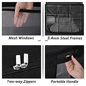 2 Pack Clothes Storage Bins - Foldable Metal Frame Storage Box with Mesh Windows - Stackable Linen Fabric Organizer Set with Carrying Handles