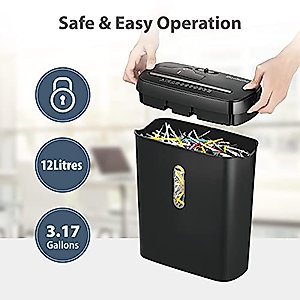 Paper Shredder, 10-Sheet Strip Cut with 3.17-Gallon Basket, P-2 Security Level, 3-Mode Design Shred CD and Credit Card, Durable&Fast with Jam Proof System, Paper Shredder for Home Office (ETL)