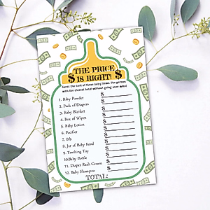TENTADO 50 The Price Is Right Baby Shower Game For Boys or Girls - Fun Party Activities Card - Cute Best Gender Neutral Reveal Guessing Funny Question Bundle Pack, 4x6 Inches
